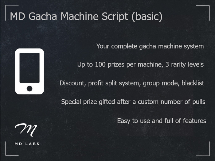 Second Life Marketplace - MD Gacha Machine Script (basic)